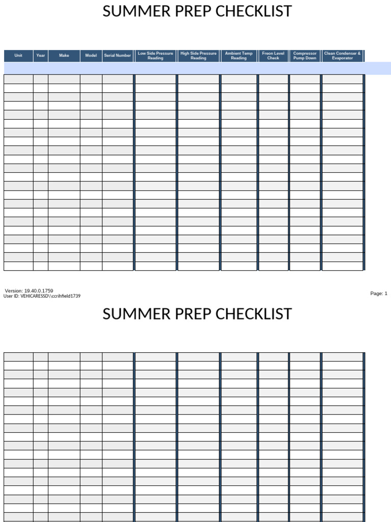 Summer Prep Checklist | PDF