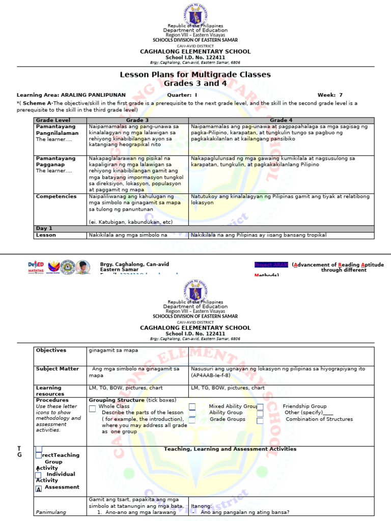 MG lesson Plan Aral Pan 3&4 | PDF
