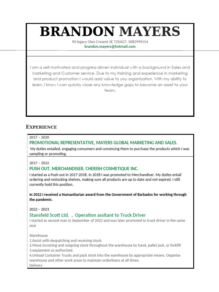 Brandon's CV | PDF