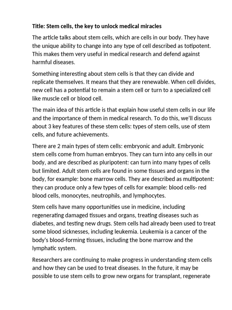 Stem Cells Pdf