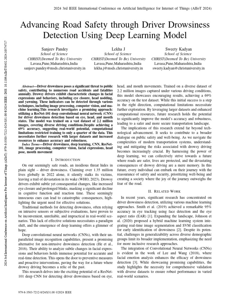 Advancing Road Safety Through Driver Drowsiness Detection Using Deep