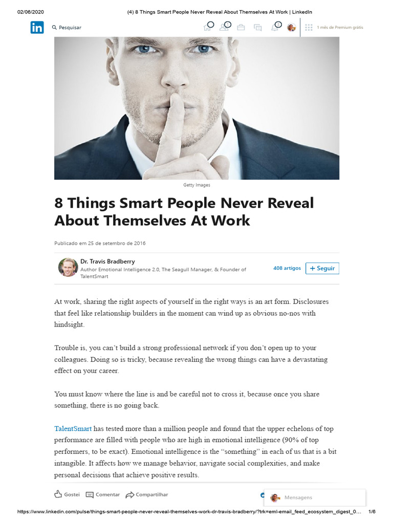 8 Things Smart People Never Reveal About Themselves at Work - LinkedIn ...