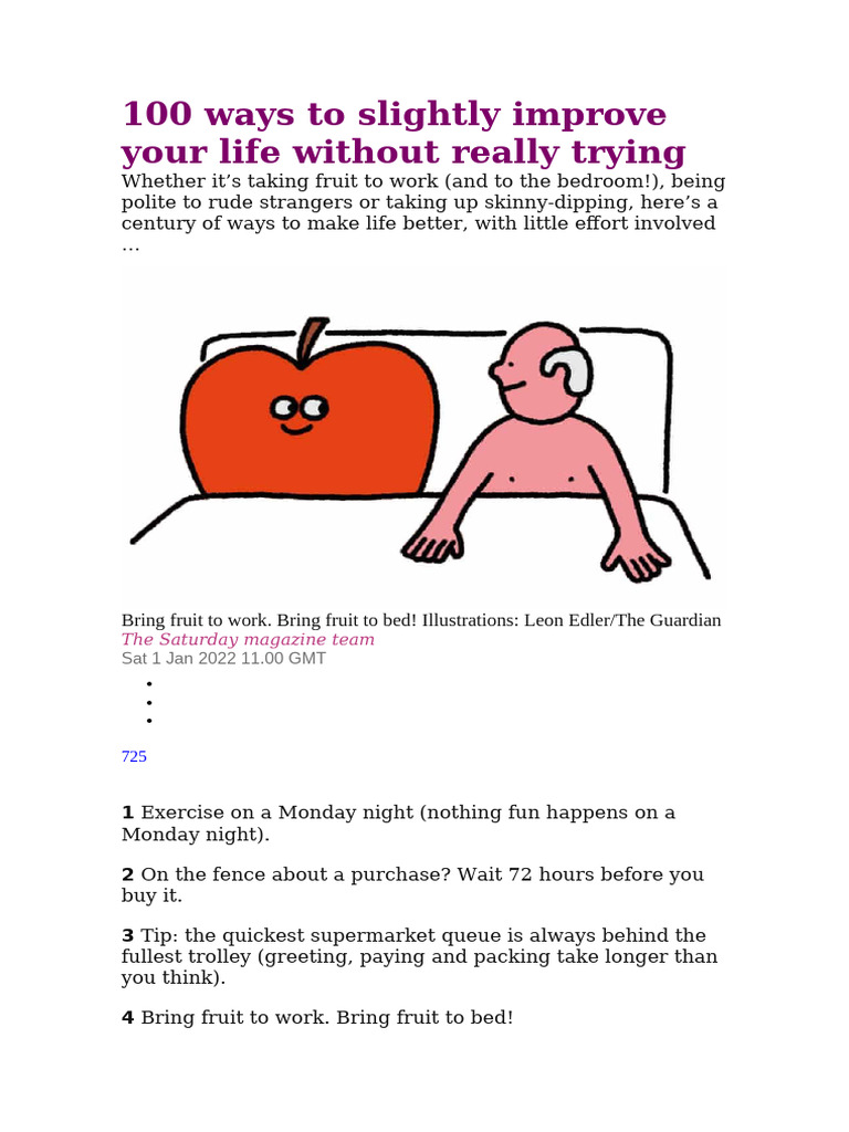 100 Ways To Slightly Improve Your Life Without Really Trying | PDF