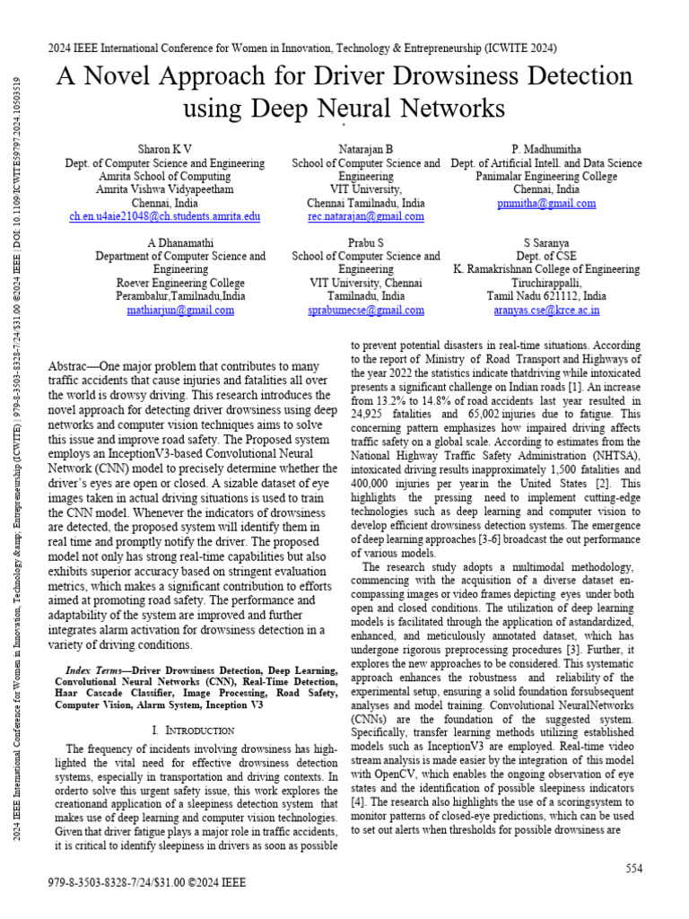 A Novel Approach For Driver Drowsiness Detection Using Deep Neural Networks Pdf