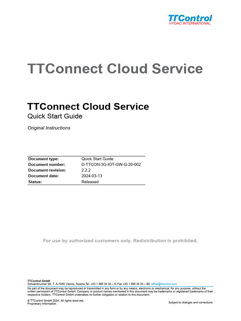 TTConnect Cloud Service - Quick Start Guide - D TTCON 3G IOT GW G 20 ...