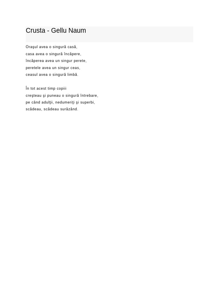 Crusta - Gellu Naum | PDF