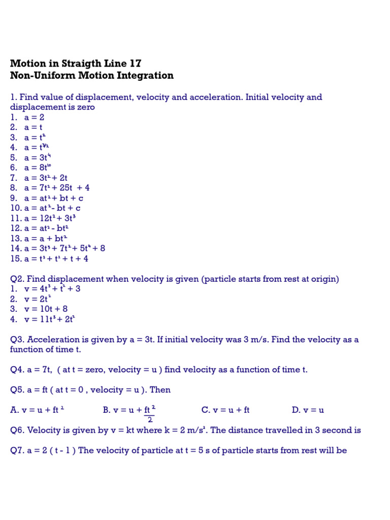 MISL 17 Non Uniform Motion Integration | PDF