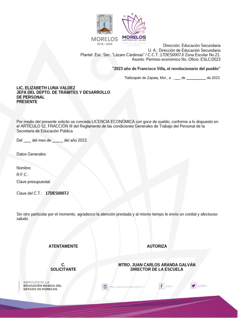 Formato Permiso Economico 20223 2 | PDF