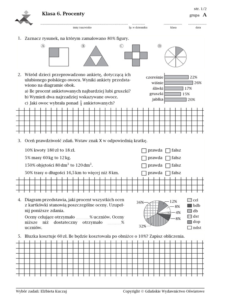 Procenty Całość Zadania | PDF
