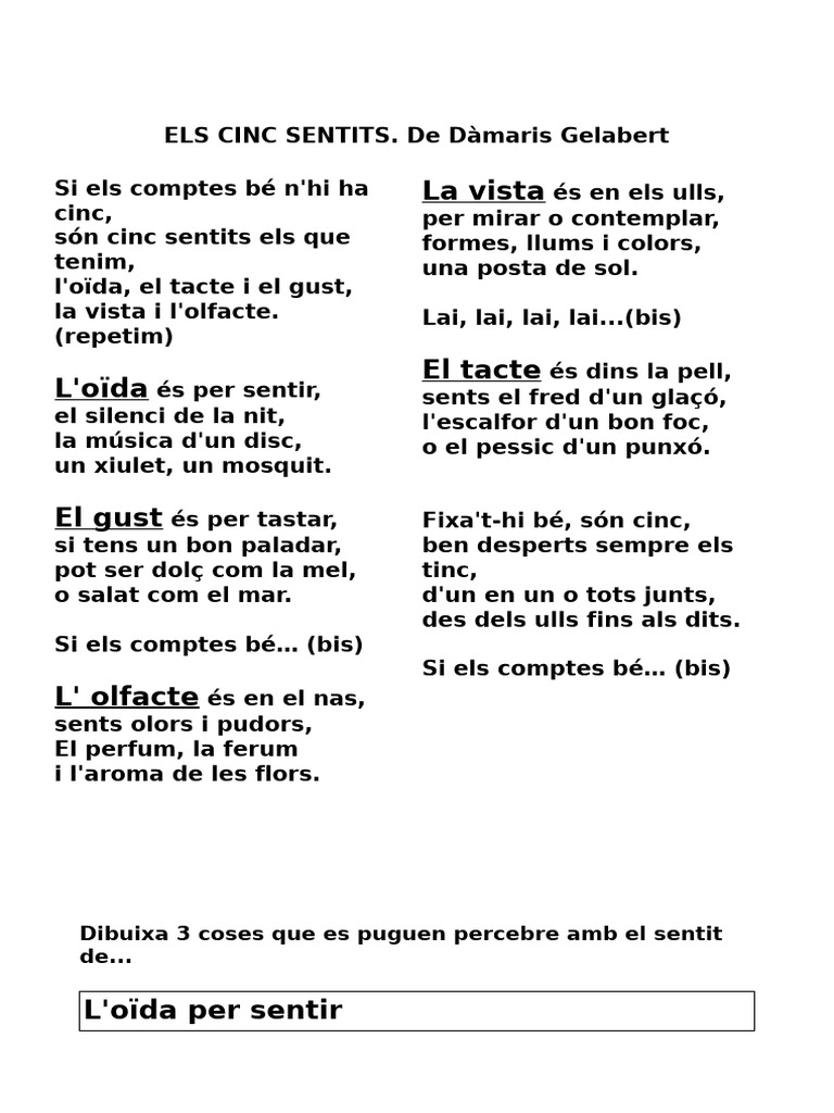 Els Cinc Sentits. Damaris Gelabert | PDF