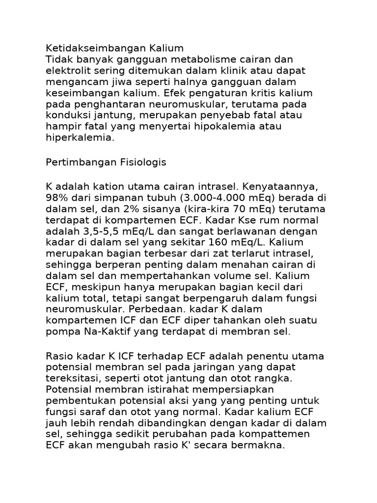 KETIDAKSEIMBANGAN KALIUM | PDF