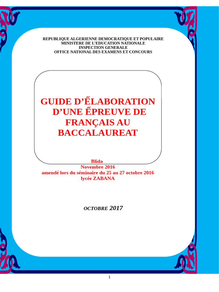 Guide BAC 2017 octobre 017 | PDF