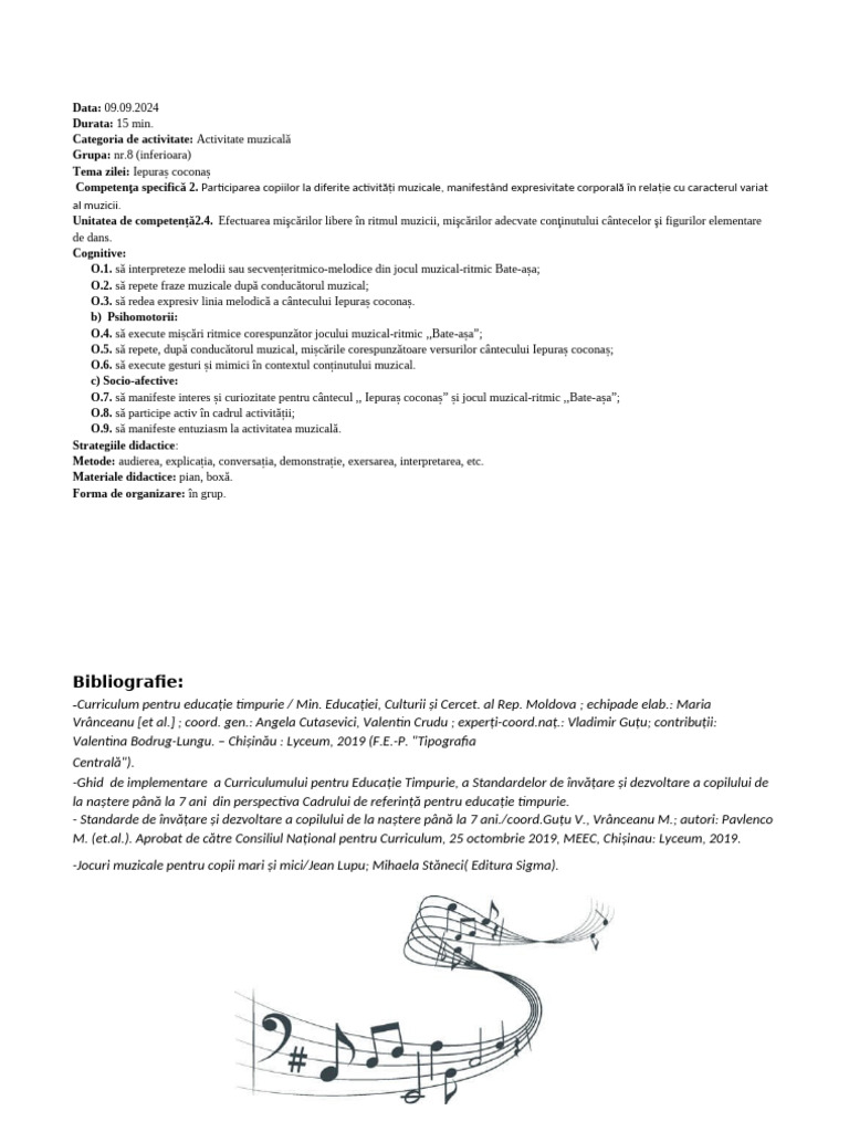 Proiect Didactic Educatie Muzicala | PDF