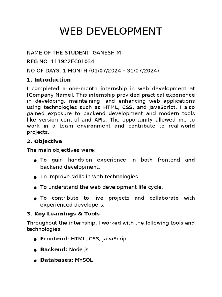 Internship Report | PDF | Art