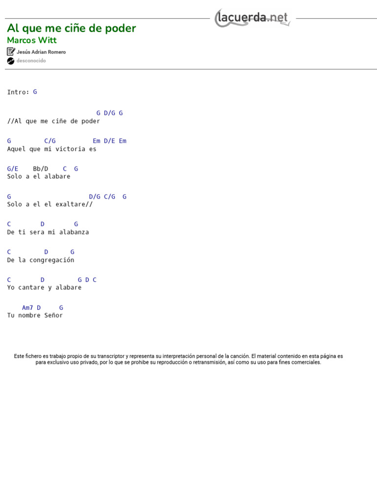 AL QUE ME CIÑE DE PODER, Marcos Witt_ Acordes | PDF