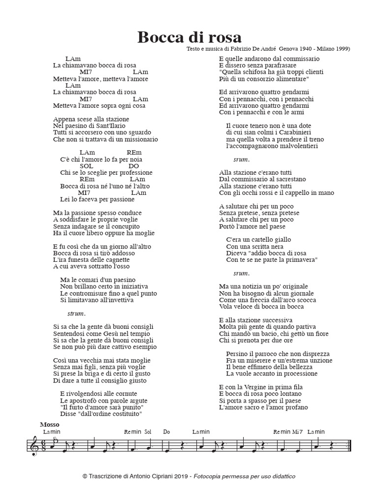 Bocca Di Rosa de André | PDF