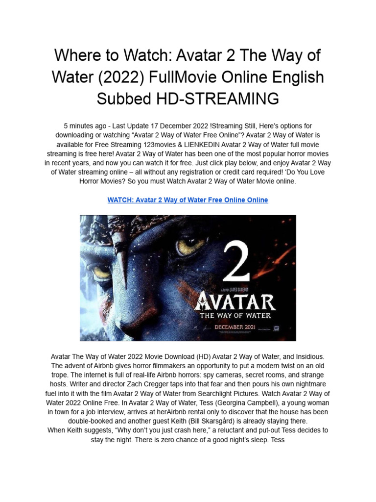 Here To Watch Avatar The Way of Water 2022 | PDF