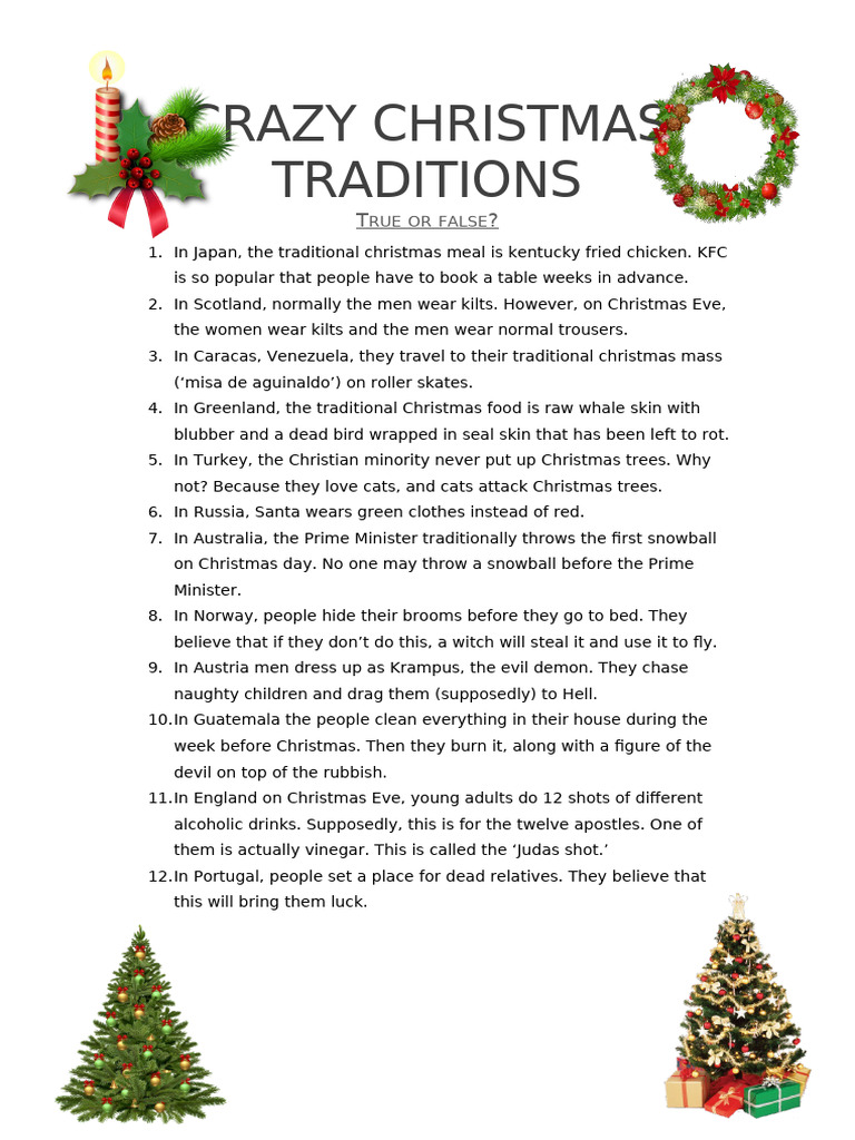 Crazy Christmas Traditions Trivia Quiz Fun Activities Games - 131583 | PDF