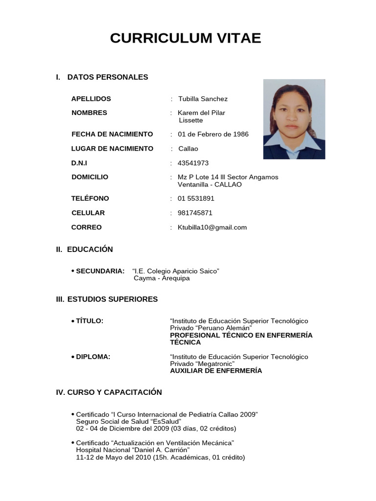 CV Karem Tubilla Sanchez 2024 | PDF