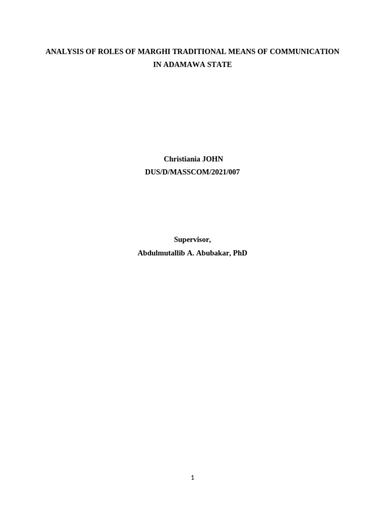 ANALYSIS OF ROLES OF MARGHI TRADITIONAL MEANS OF COMMUNICATION IN ...