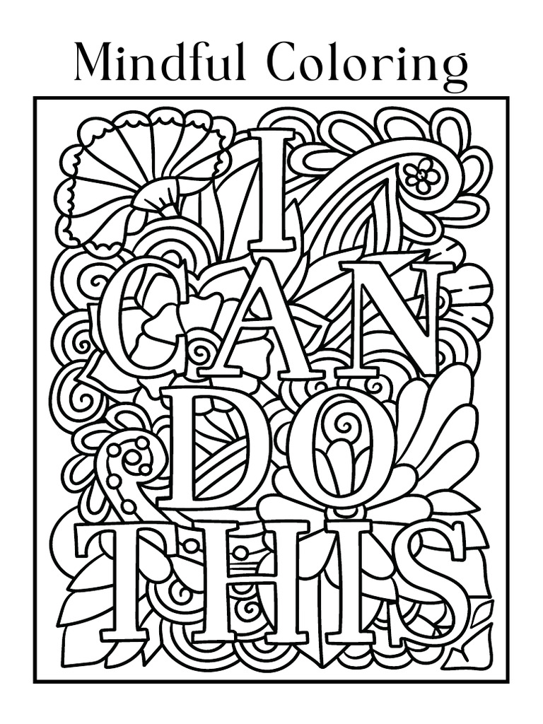 Mindful Coloring Positive Quotes Worksheets | PDF