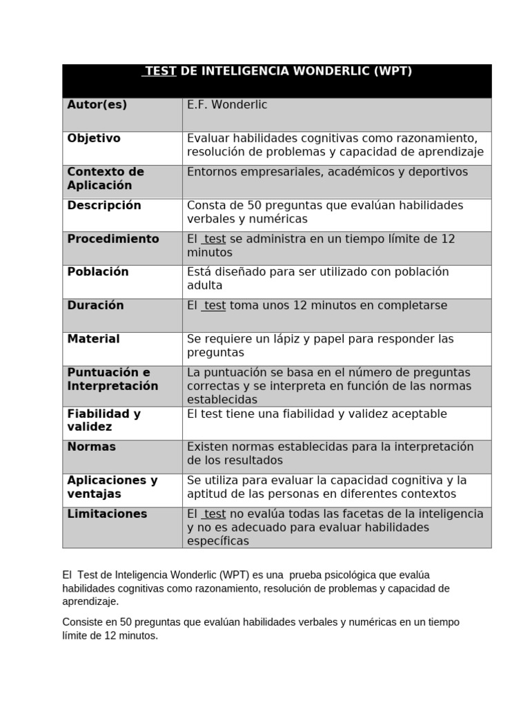 Test Wonderlic | PDF
