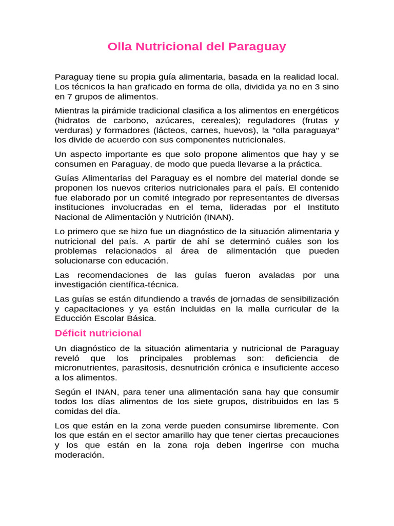 Olla Nutricional del Paraguay | PDF