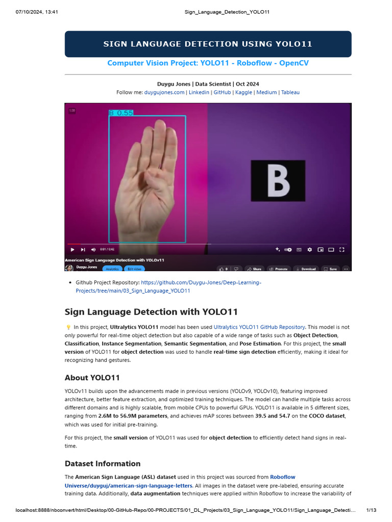 Sign Language Detection YOLO11 | PDF