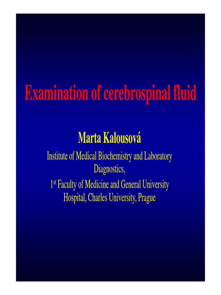 Examination of Cerebrospinal Fluid - Kalousová M. (English) | PDF