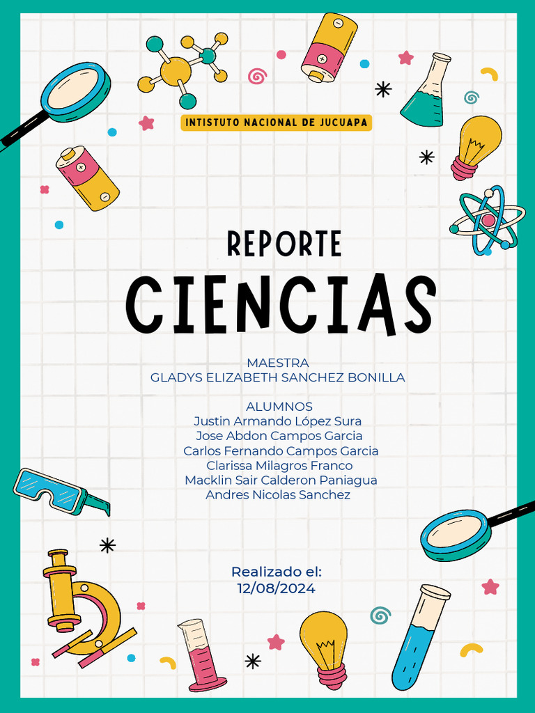 A4 Portada Carátula Proyecto Ciencias Química Doodle Verde y Blanco ...