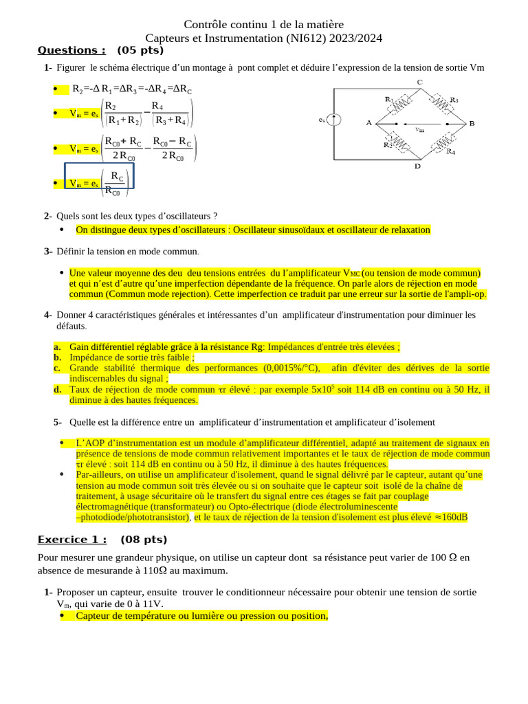 Controle Continu 1111 ELN3 | PDF