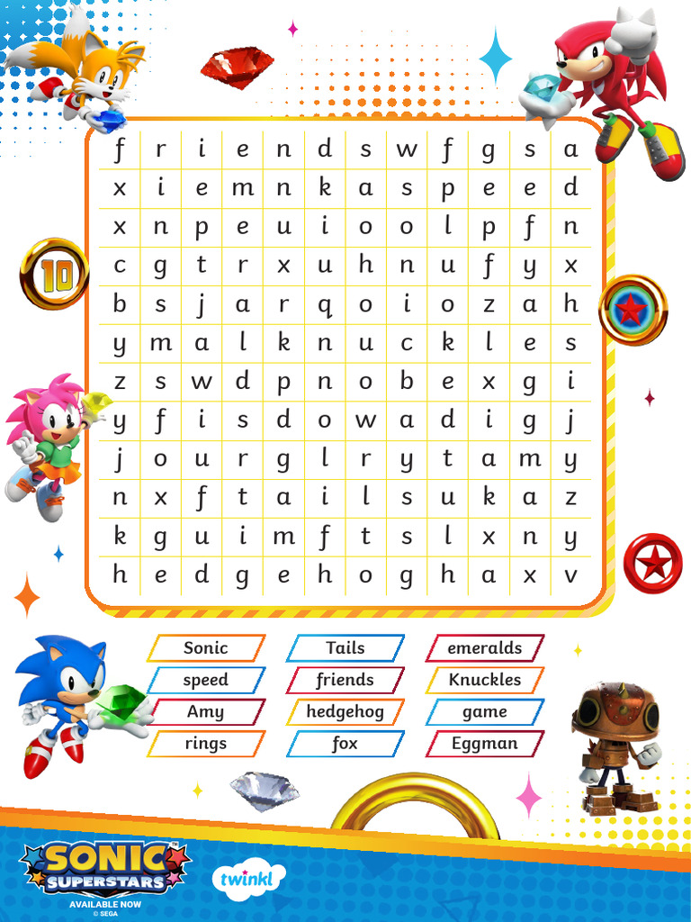Sonic Word Search Ages 5 7 - Ver - 1 | PDF