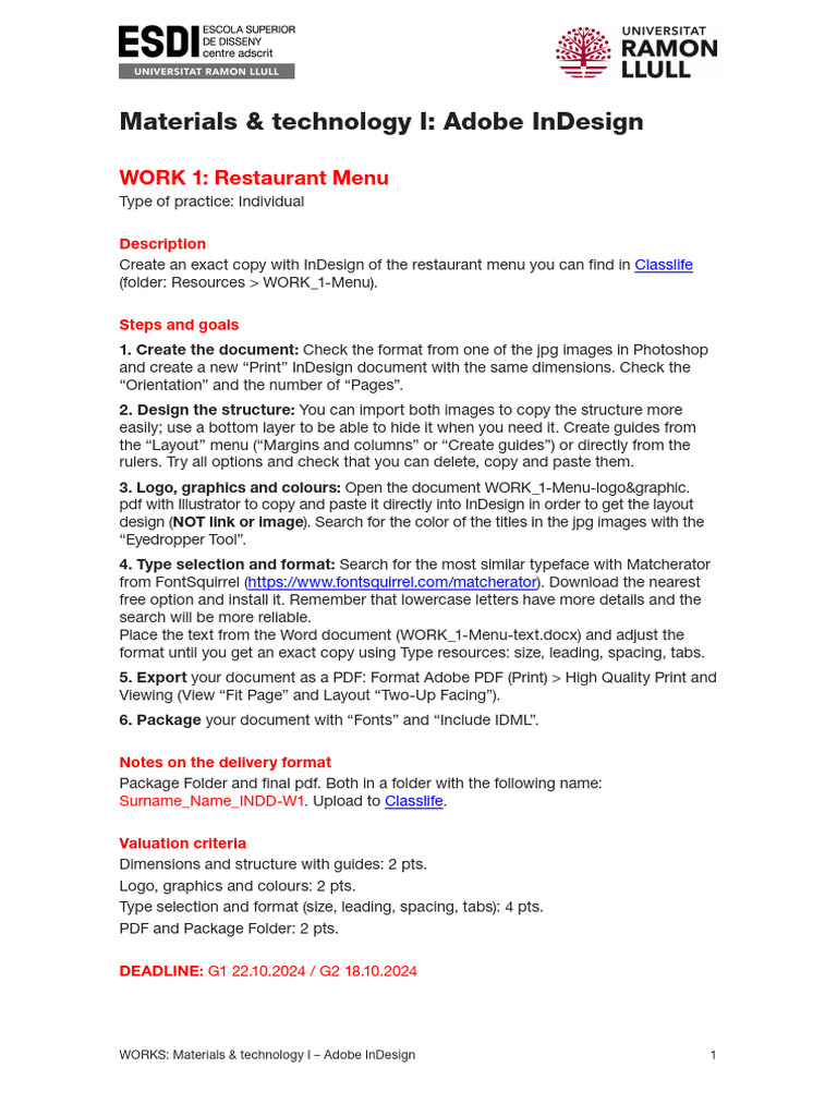 MaterialstechnologyI InDesign 2024-25 WORKS-1 | PDF