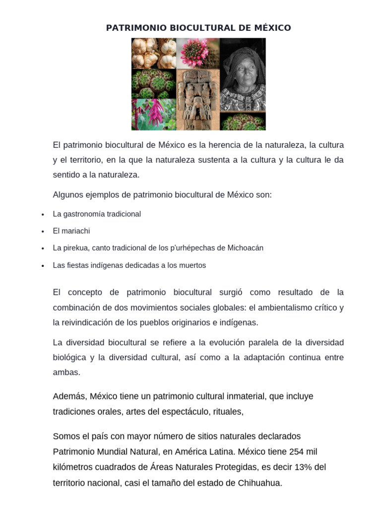 PATRIMONIO BIOCULTURAL DE MÉXICO (Autoguardado) | PDF