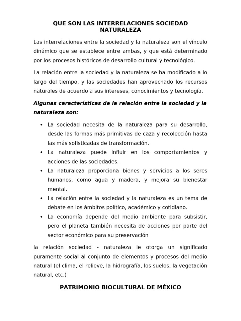 Que Son Las Interrelaciones Sociedad Naturaleza | PDF
