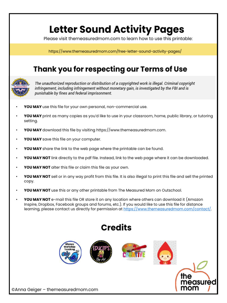 Letter Sounds Activity Pages - The Measured Mom | PDF