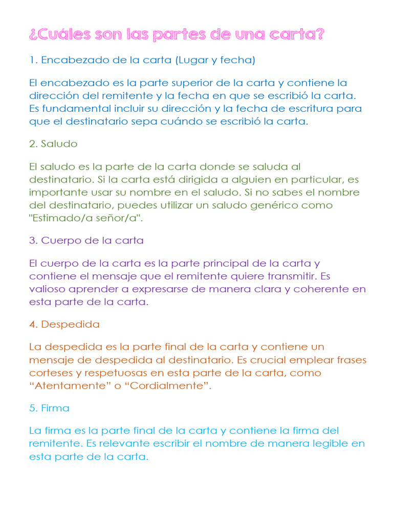 Cuáles Son Las Partes de Una Carta | PDF