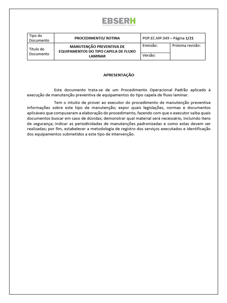 POP - ec.MP.049 CapelaFluxoLaminar | PDF