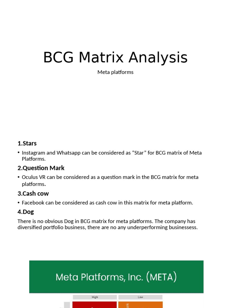 BCG Matrix Analysis of Meta Platforms | PDF | Computers