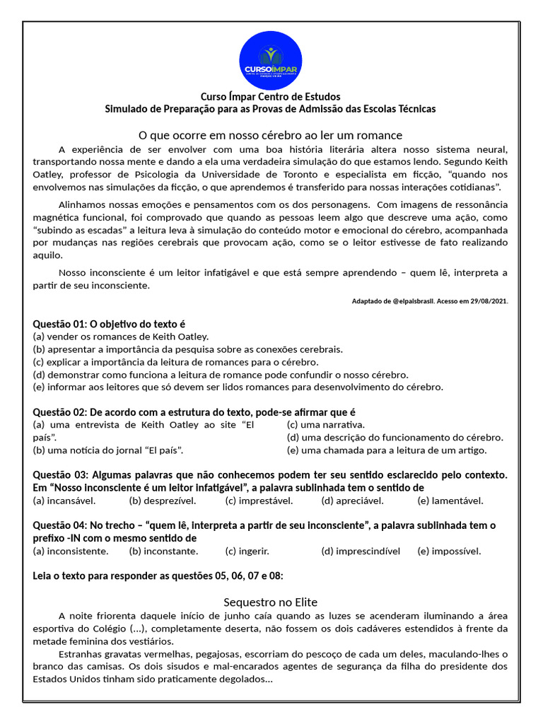 Simulado Ímpar | PDF