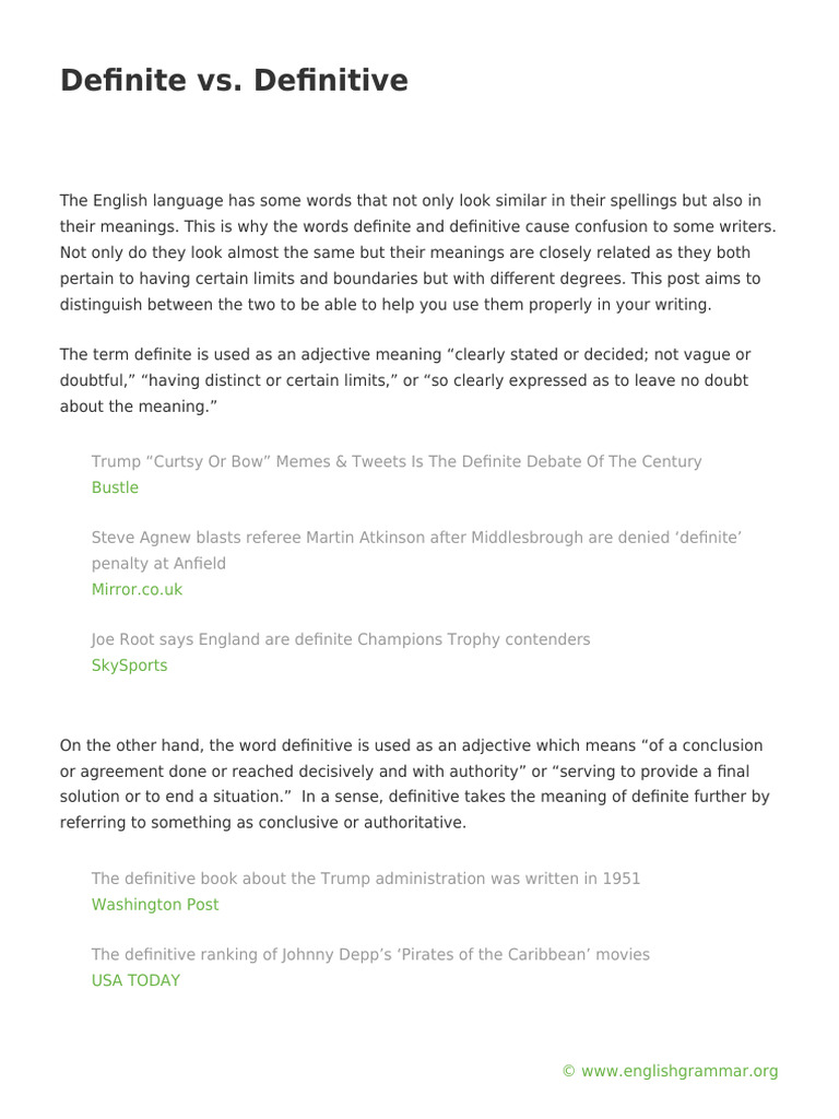 Definite vs. Definitive | PDF