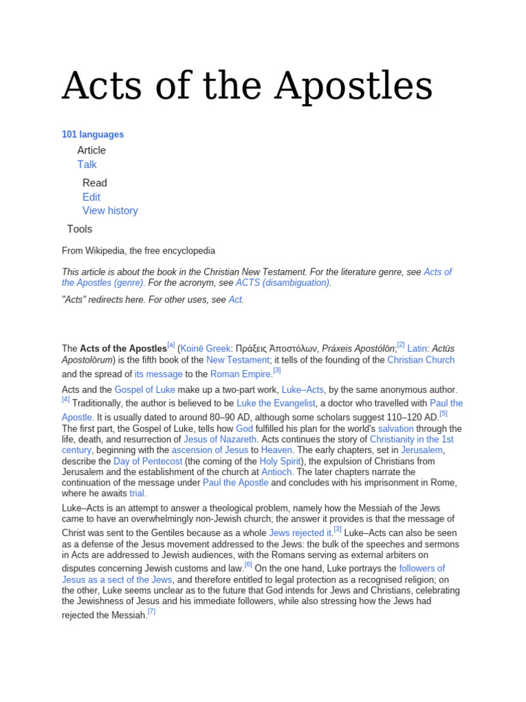 Intro To Acts - Wikipedia | PDF