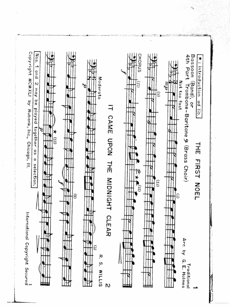 Christmas Carols Trombone 4 Bassoon Bass Clef Baritone | PDF