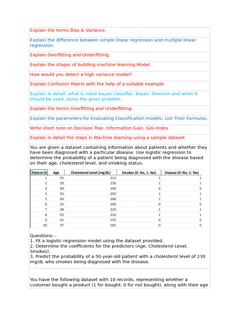 ML QB | PDF | Statistical Classification | Computers