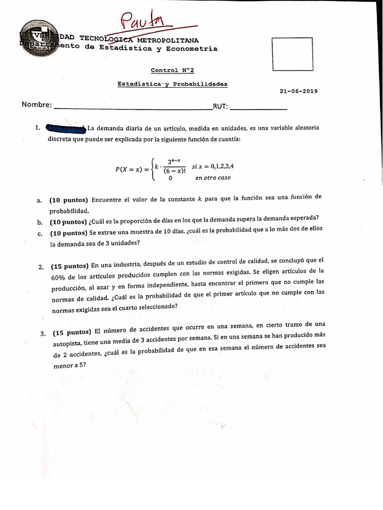 Pauta Control 2 | PDF