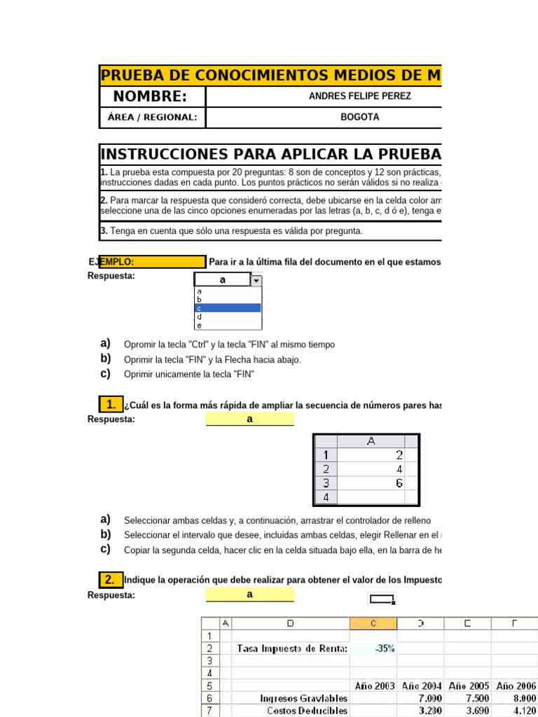 Prueba Excel Intemedio Resuelto | PDF