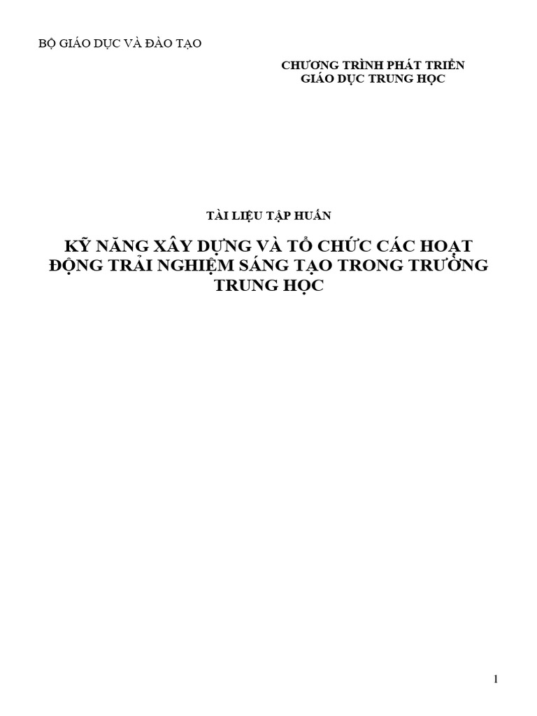 HOẠT ĐỘNG TRẢI NGHIỆM THCS | PDF