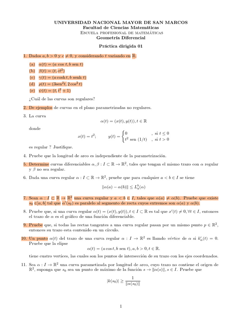 Universidad Nacional Mayor de San Marcos Facultad de Ciencias Matem Aticas Geometr Ia ...