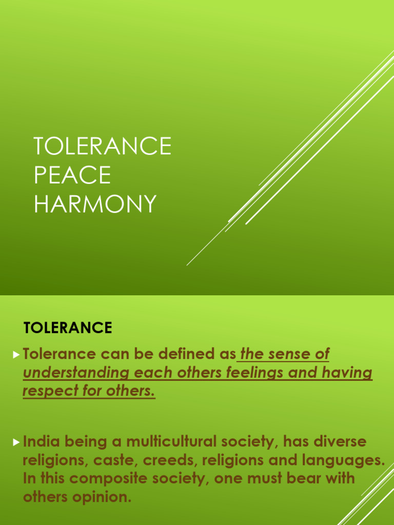 Tolerance, Peace and Harmony | PDF
