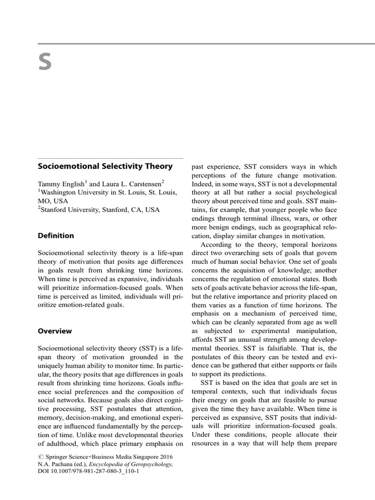 Teoria Seletividade Sócio Emocional | PDF